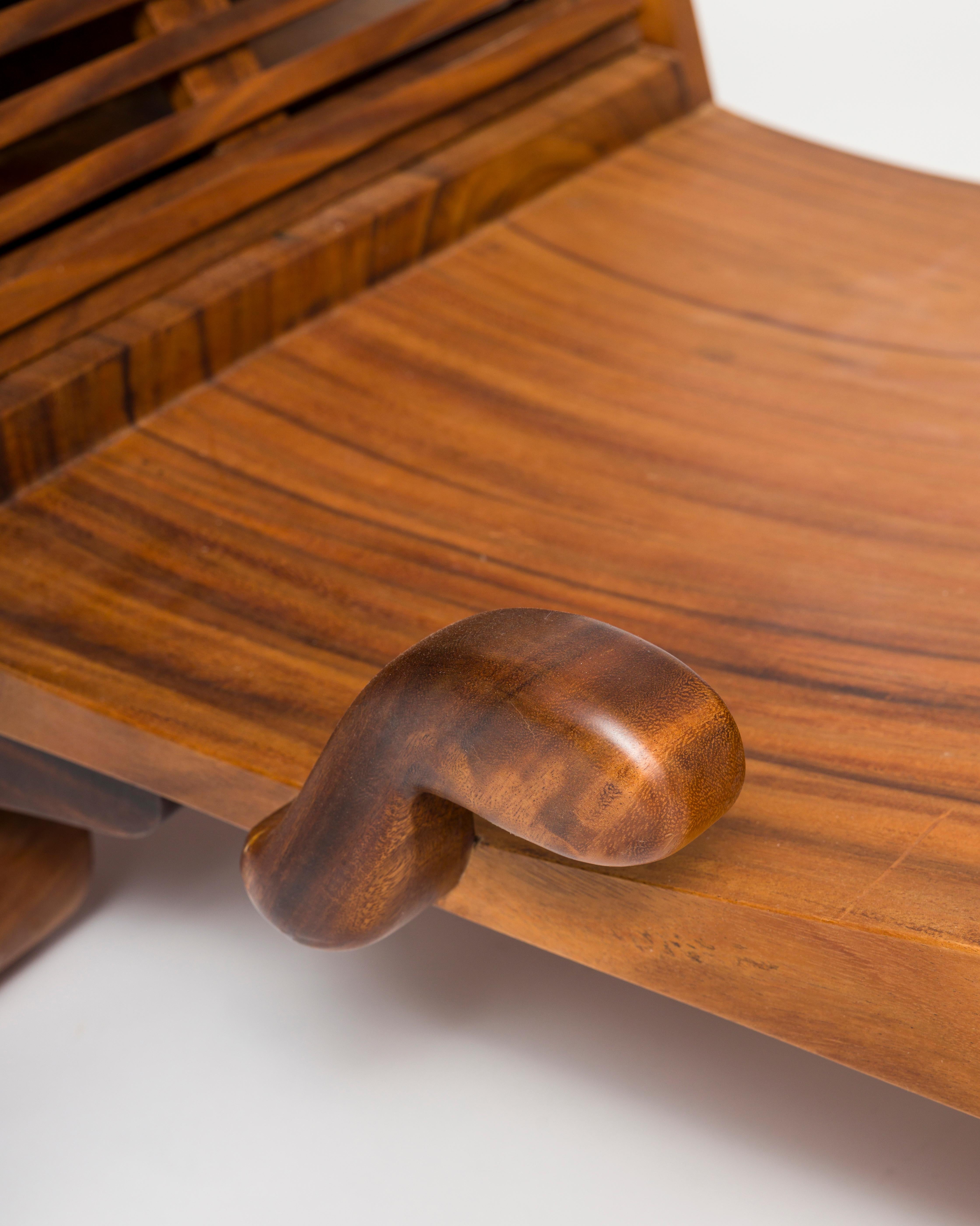 Sculptural Teak and Stone Chaise Longue / Daybed by Kim Mupangilaï For ...