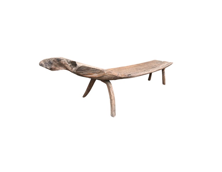 Sculptural Teak Bench Hand-Carved from Madura Island, Java, Indonesia ...