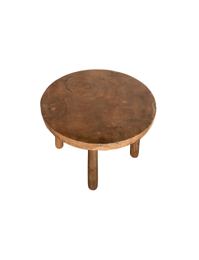 Sculptural Teak Burl Wood Side Table For Sale at 1stDibs