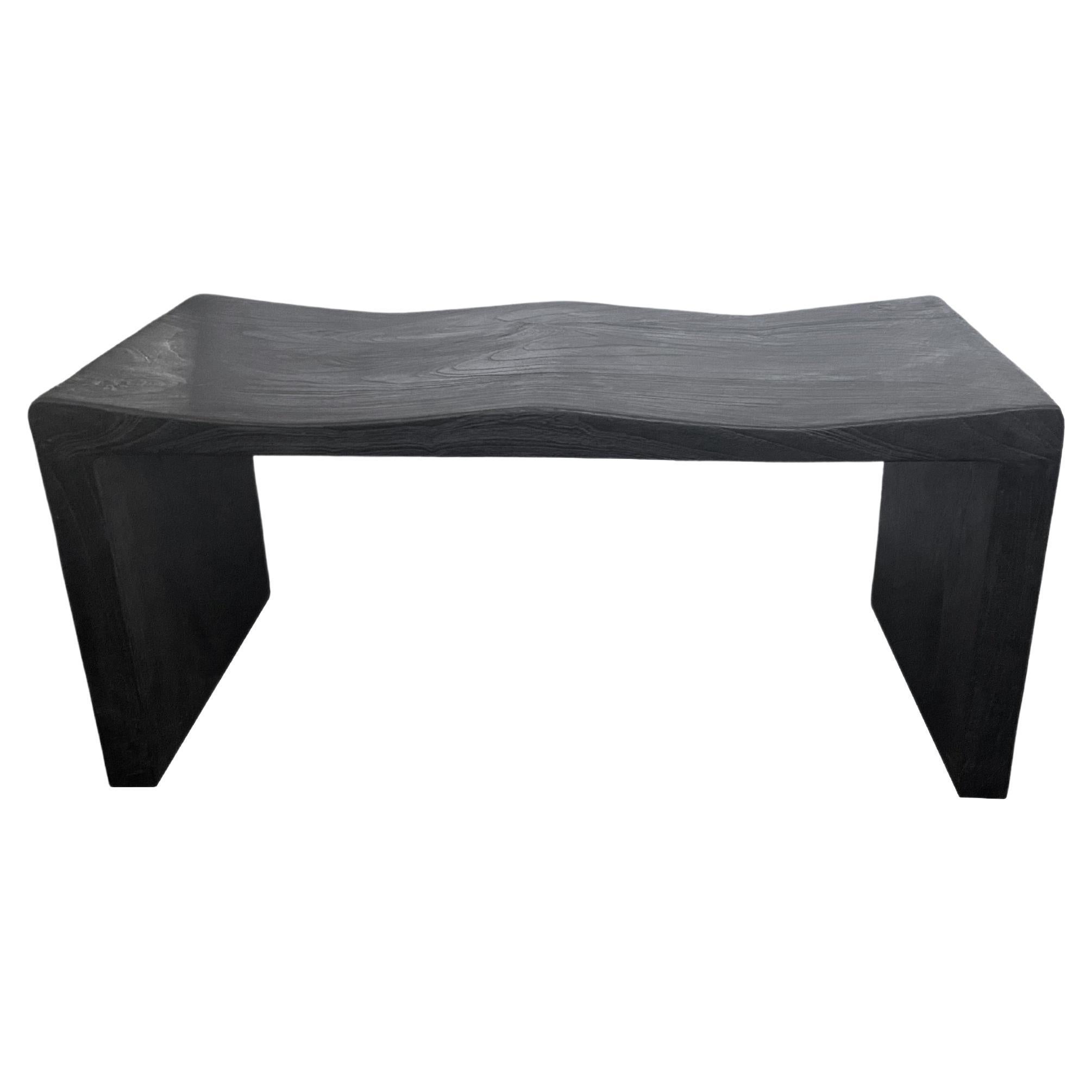 Sculptural Teak Wood Bench Modern Organic 4 Person For Sale at 1stDibs
