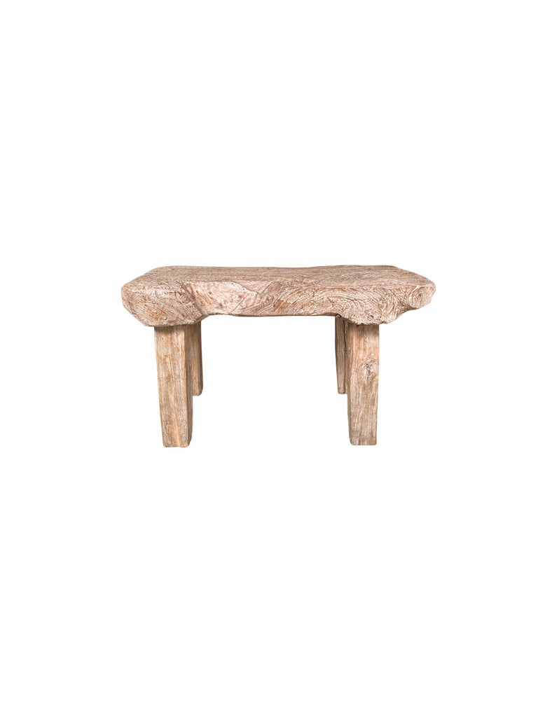 Sculptural Teak Wood Stool For Sale at 1stDibs
