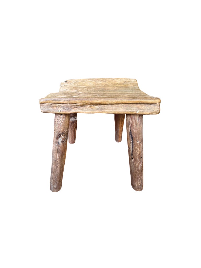 Sculptural Teak Wood Stool, Modern Organic For Sale at 1stDibs