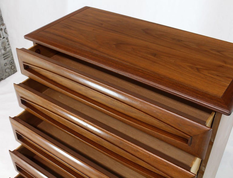 Sculptural Thick Carved Solid Walnut Panels Design 5-Drawer High Chest ...