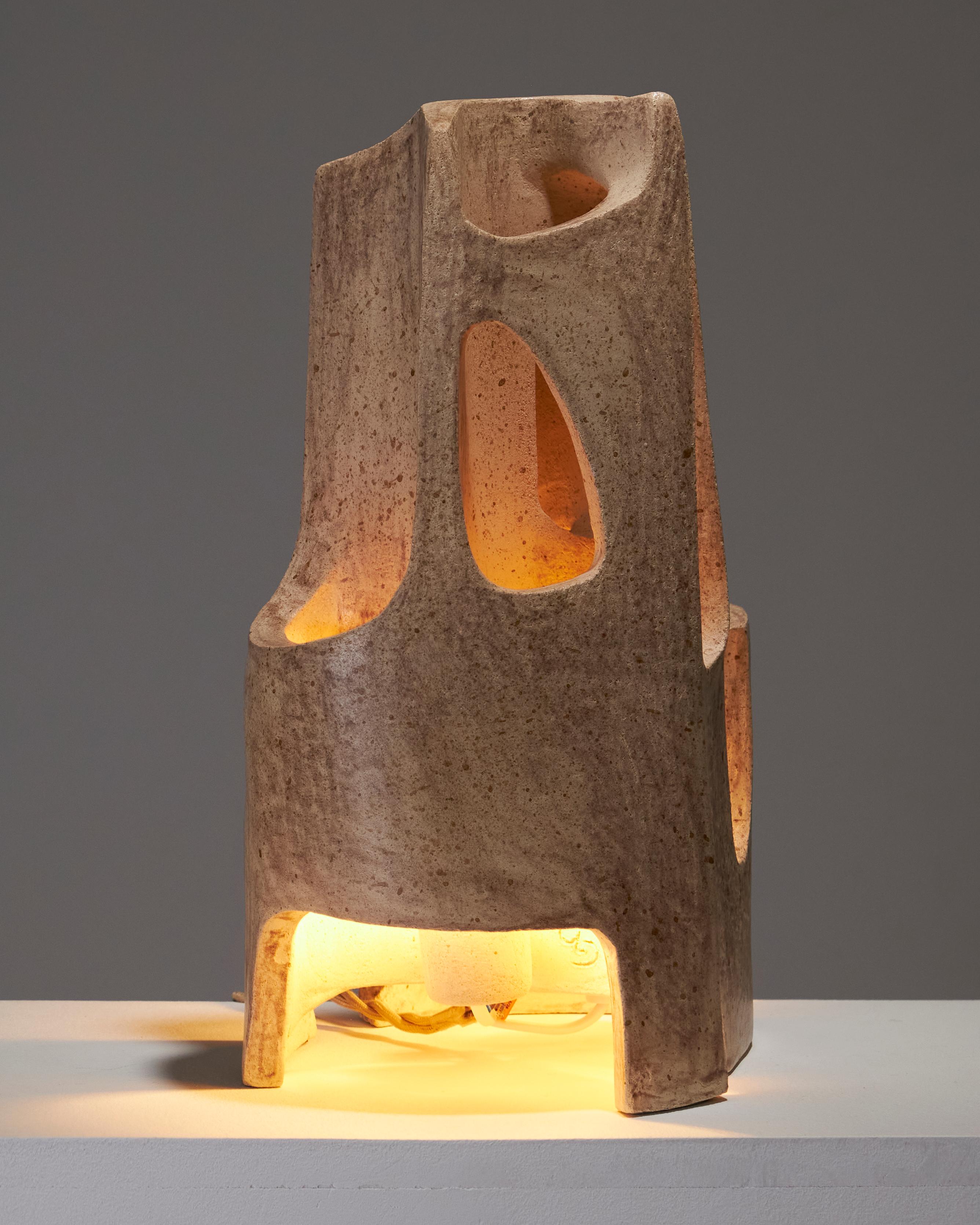 Sculptural "Travertine" lamp in sandstone For Sale at 1stDibs