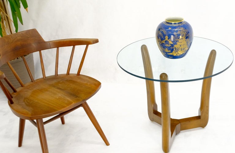 Sculptural Tripod Base Round Glass Top Side Center Table Stand For Sale ...