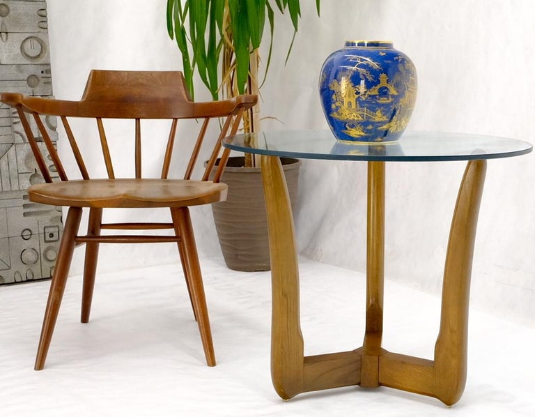 Sculptural Tripod Base Round Glass Top Side Center Table Stand For Sale ...