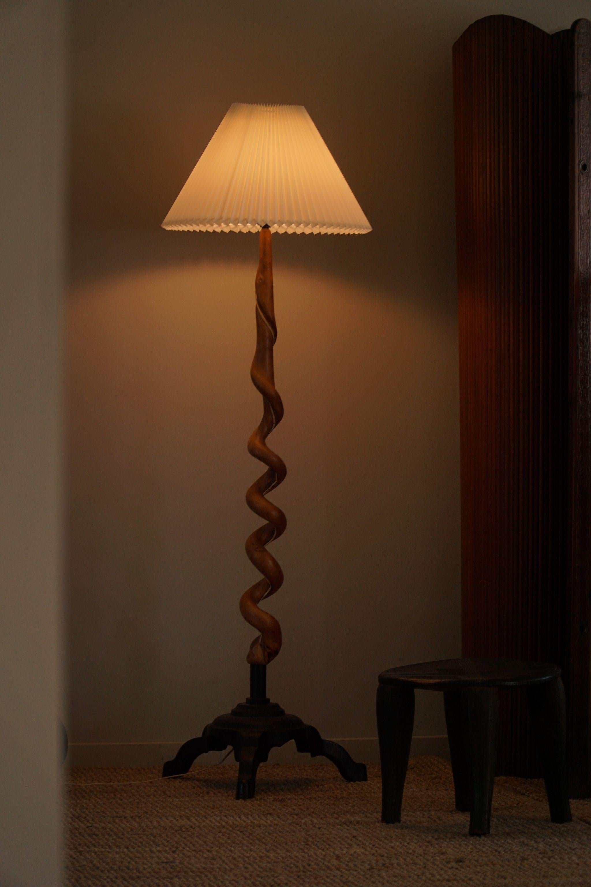 Sculptural Twisted Organic Floor Lamp, Wood and Iron, Scandinavian ...