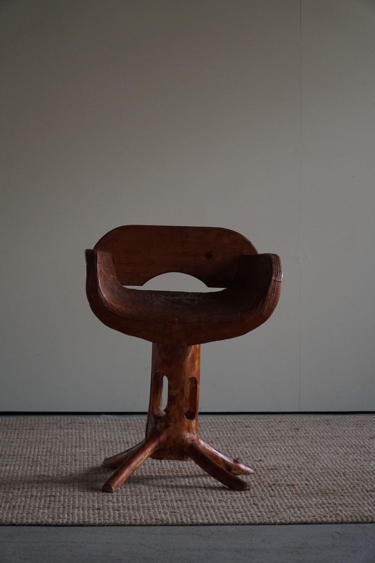 Sculptural Unique Stump Chair by Finnish Matti Martikka in Solid Pine ...
