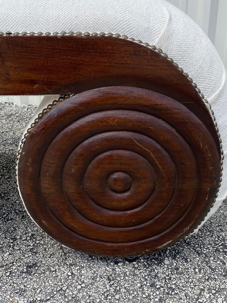 Sculptural Waterfall Scroll Carved Gilt Wood Nailhead Bench Table For ...