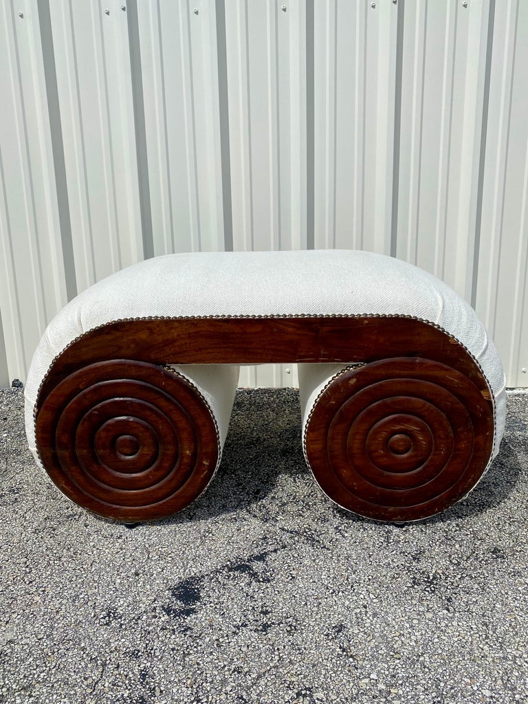 Sculptural Waterfall Scroll Carved Gilt Wood Nailhead Bench Table For ...