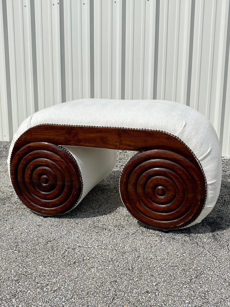 Sculptural Waterfall Scroll Carved Gilt Wood Nailhead Bench Table For ...