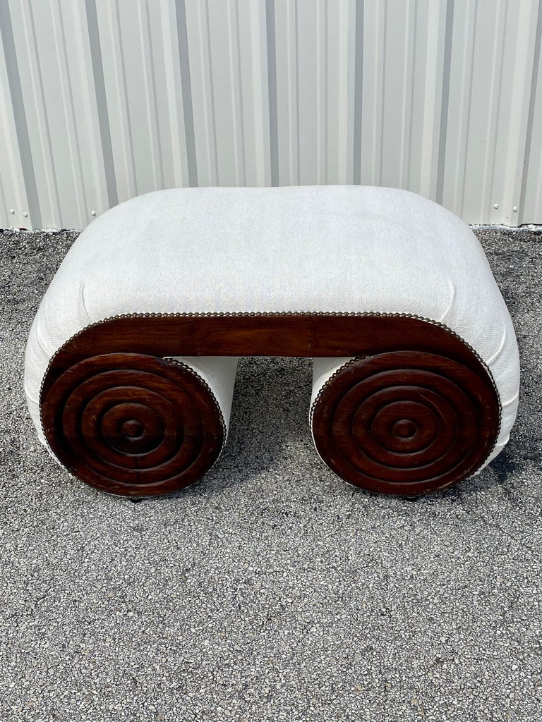 Sculptural Waterfall Scroll Carved Gilt Wood Nailhead Bench Table For ...