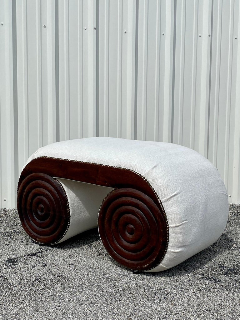 Sculptural Waterfall Scroll Carved Gilt Wood Nailhead Bench Table For ...