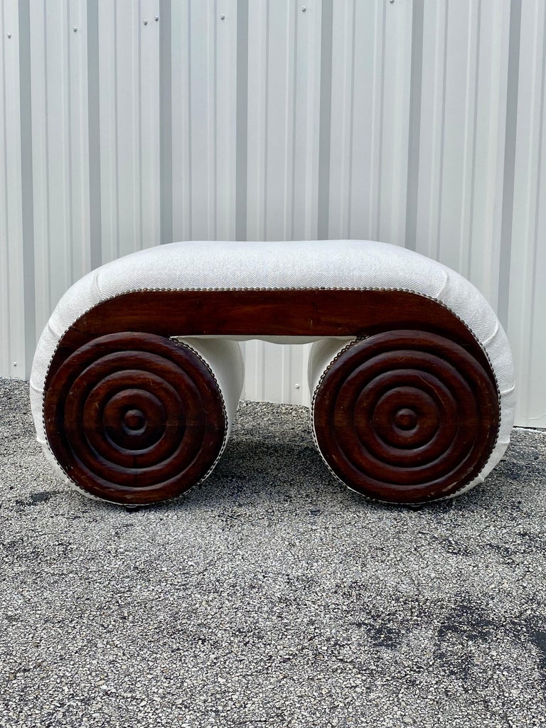 Sculptural Waterfall Scroll Carved Gilt Wood Nailhead Bench Table For ...