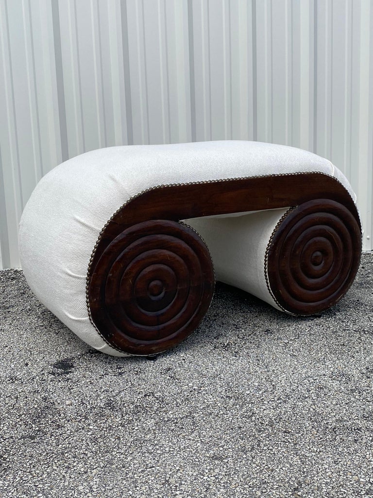 Sculptural Waterfall Scroll Carved Gilt Wood Nailhead Bench Table For ...