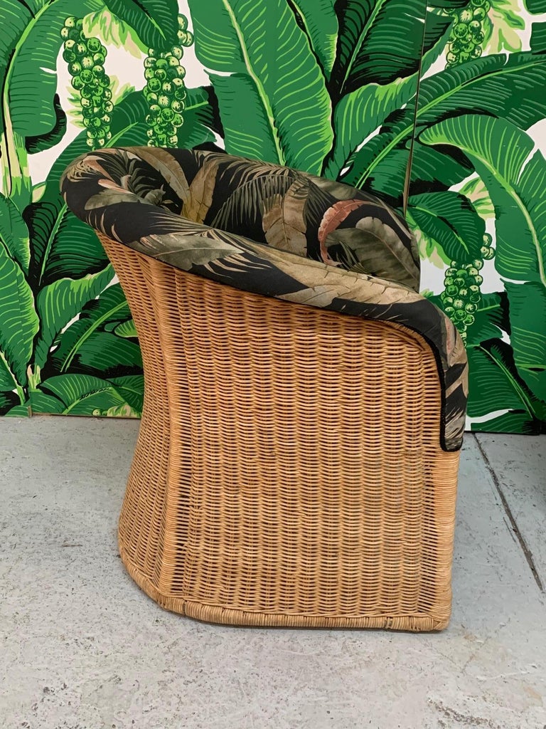 Sculptural Wicker Club Tropical Chairs, a Pair at 1stDibs