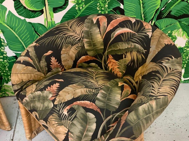 Sculptural Wicker Club Tropical Chairs, a Pair at 1stDibs