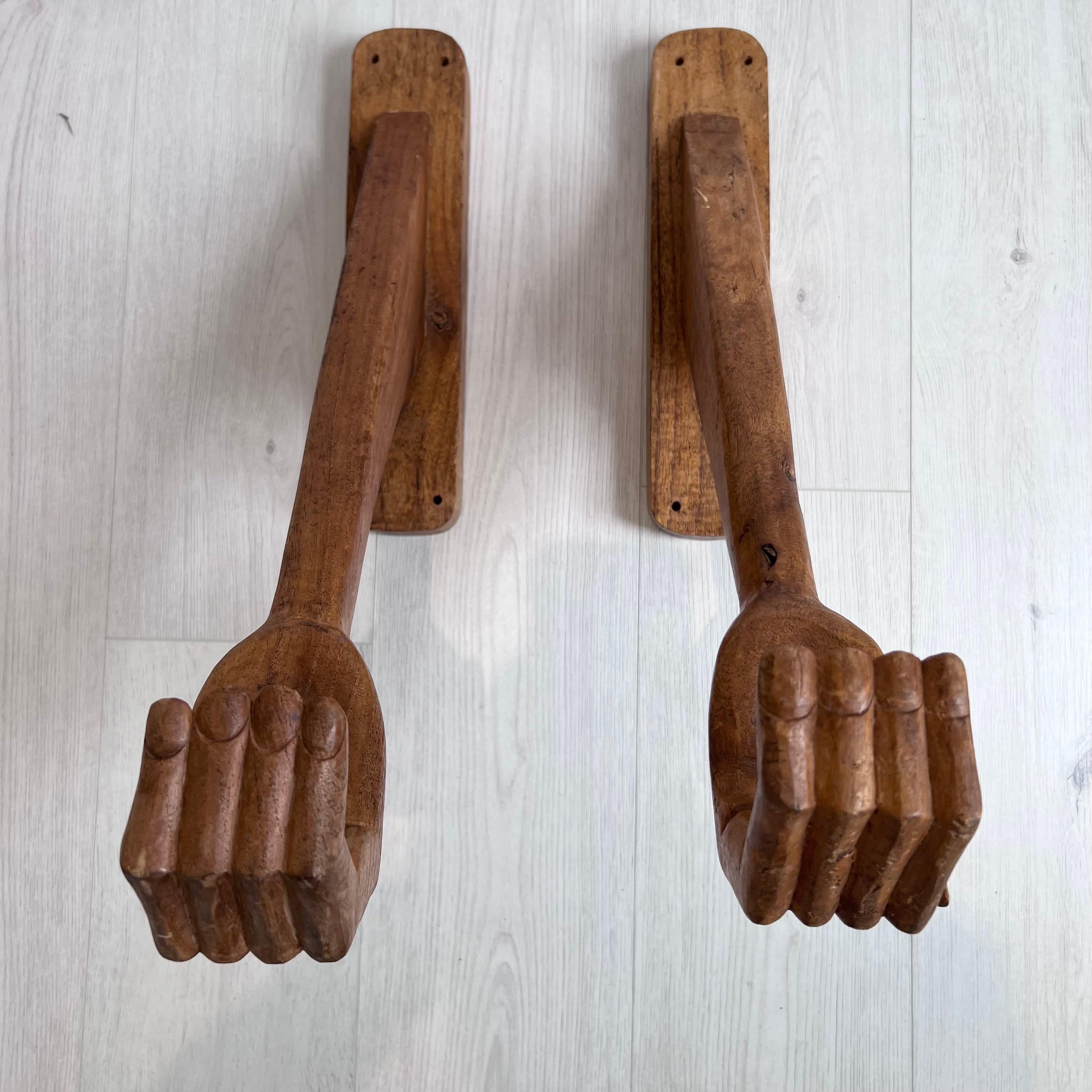 Sculptural Wooden Arm Wall Hooks, 1960s France For Sale at 1stDibs