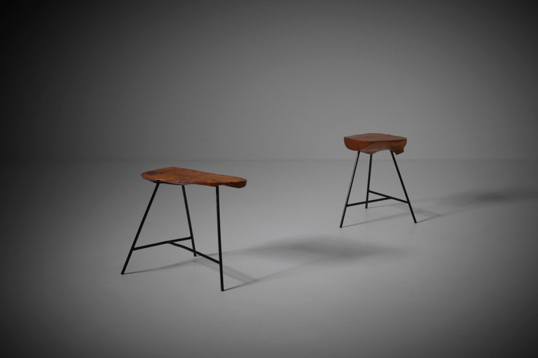 Sculptural Wooden Tree Slab Side Tables, France 1950s For Sale at 1stDibs