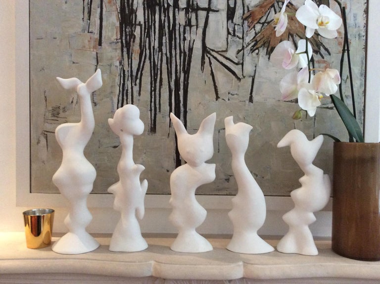 White abstract sculpture, hand crafted and cast (Ref.4) For Sale at 1stDibs