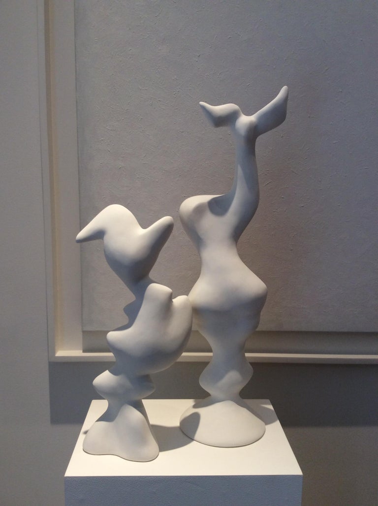 White abstract sculpture, hand crafted and cast (Ref.4) For Sale at 1stDibs