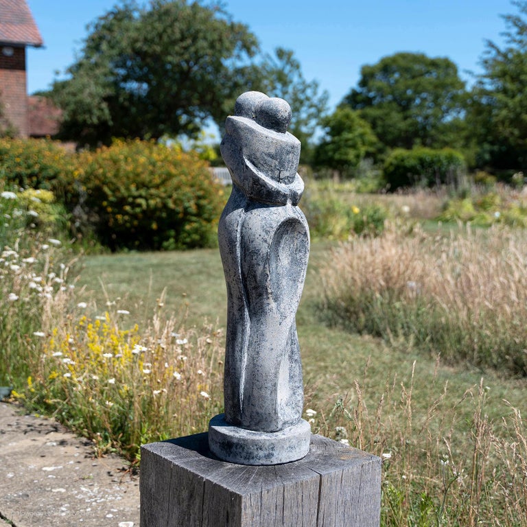 Sculpture Biomorphic Abstract, Composite Hugging Couple Modern Love For ...
