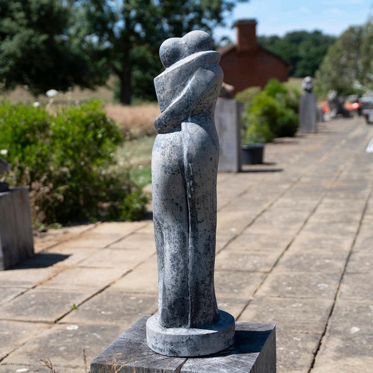 Sculpture Biomorphic Abstract, Composite Hugging Couple Modern Love For ...