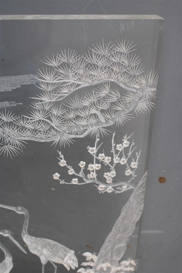 Sculpture Carved on Plexiglass with Engraving Italian Design 1970 ...