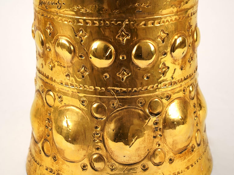 Sculpture Ceramic Vase 24 Karat Gold Luster Vessel Decoration Handmade ...