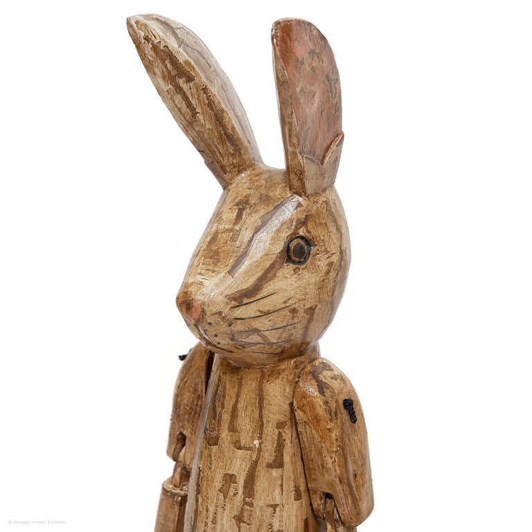 Sculpture Naive Carved Articulated Rabbit Model Artist Sculptor Height ...