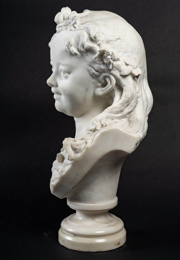Sculpture of a Child in Marble, Carrier Belleuse at 1stDibs
