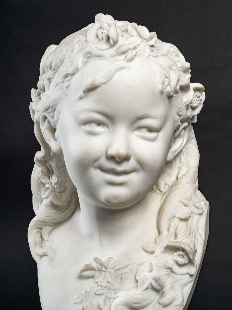 Sculpture of a Child in Marble, Carrier Belleuse at 1stDibs