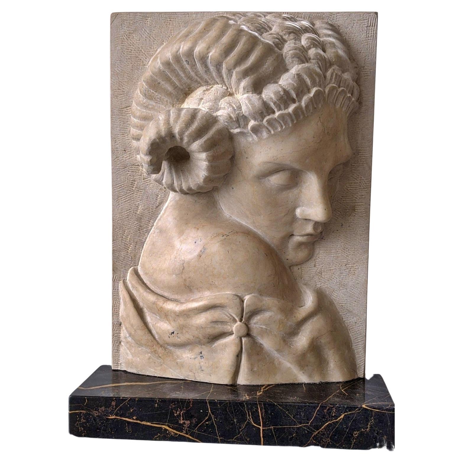 Sculpture of a Faun's Head Made of Cleopatra Yellow Marble Early 20th ...