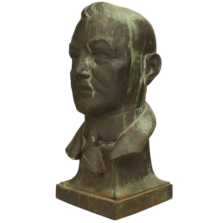 American Bronze Patina Gentleman Bust For Sale at 1stDibs