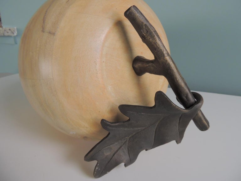 Sculpture of Oversized Acorn with Bronze Tone Leaf Shape Handle For ...