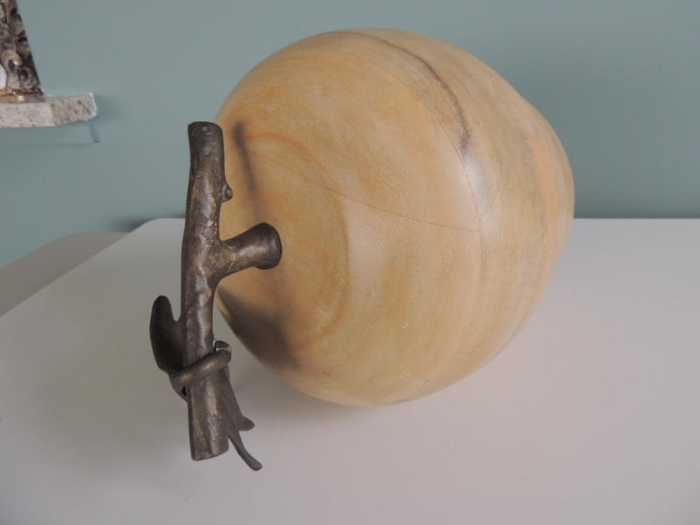 Sculpture of Oversized Acorn with Bronze Tone Leaf Shape Handle For ...
