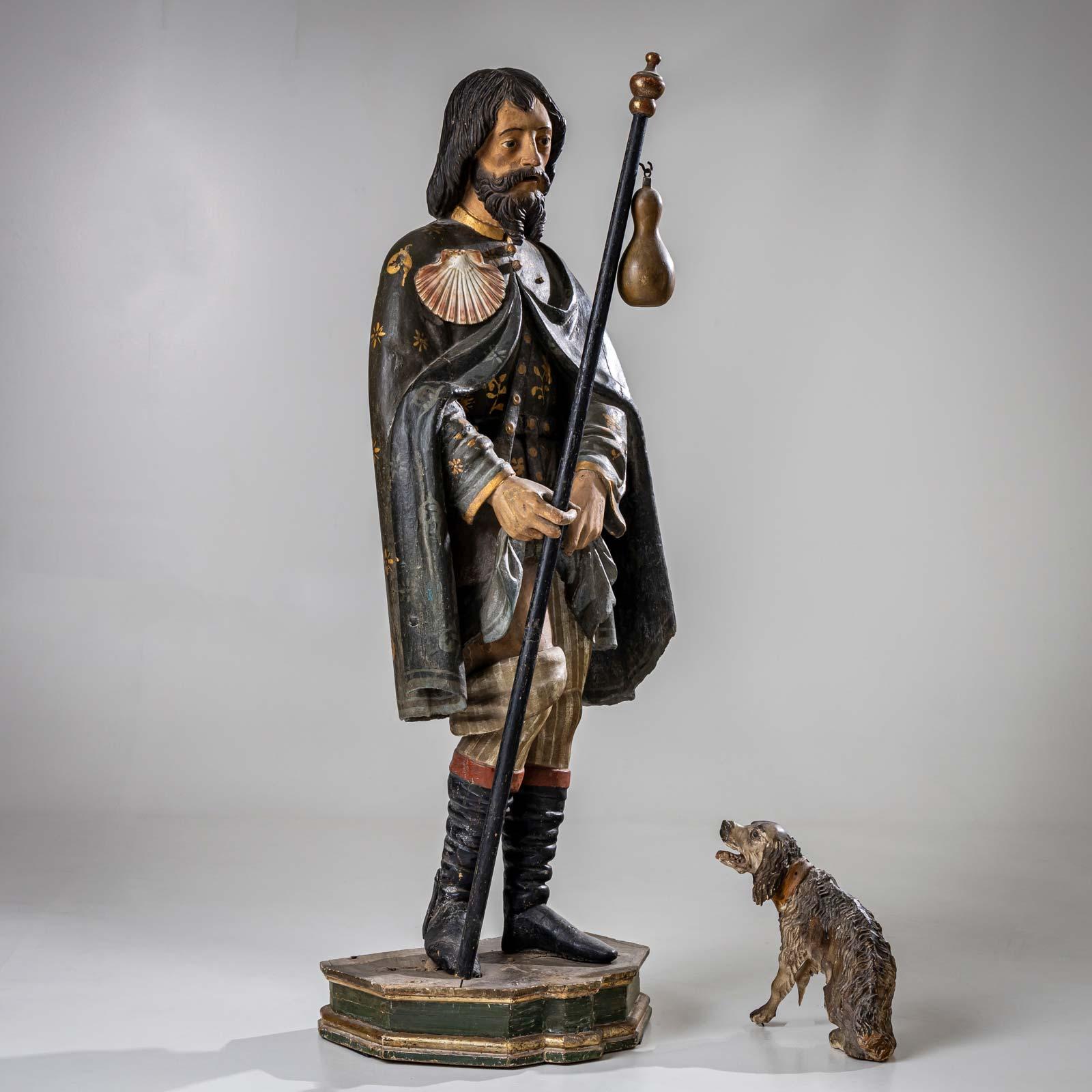Sculpture of St. Roch with Dog For Sale at 1stDibs
