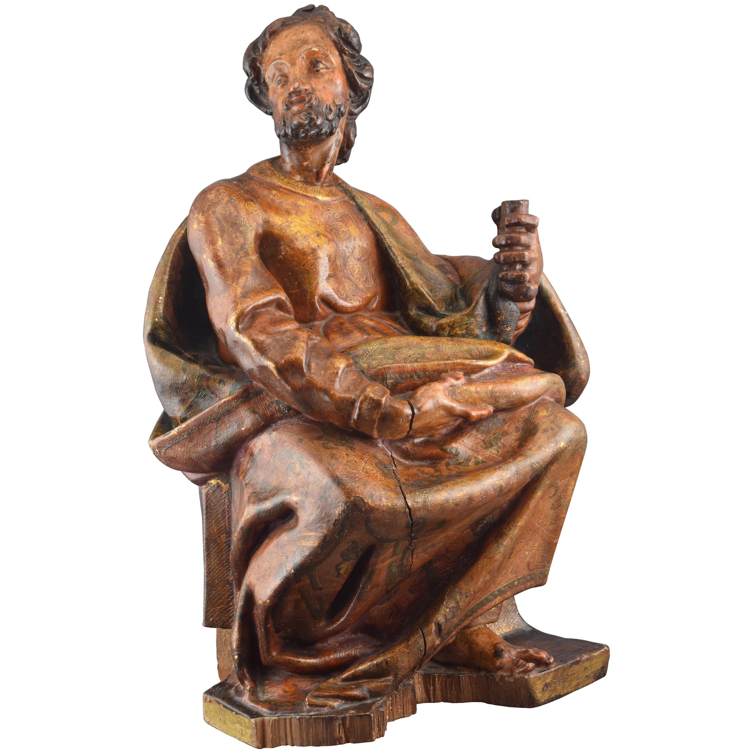 16th Century French Oak Polychrome Statue of Saint Maudez For Sale at ...