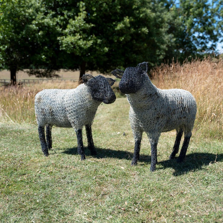 Sculpture, statue, garden, wirework, sheep, life-size, folk art, animal ...
