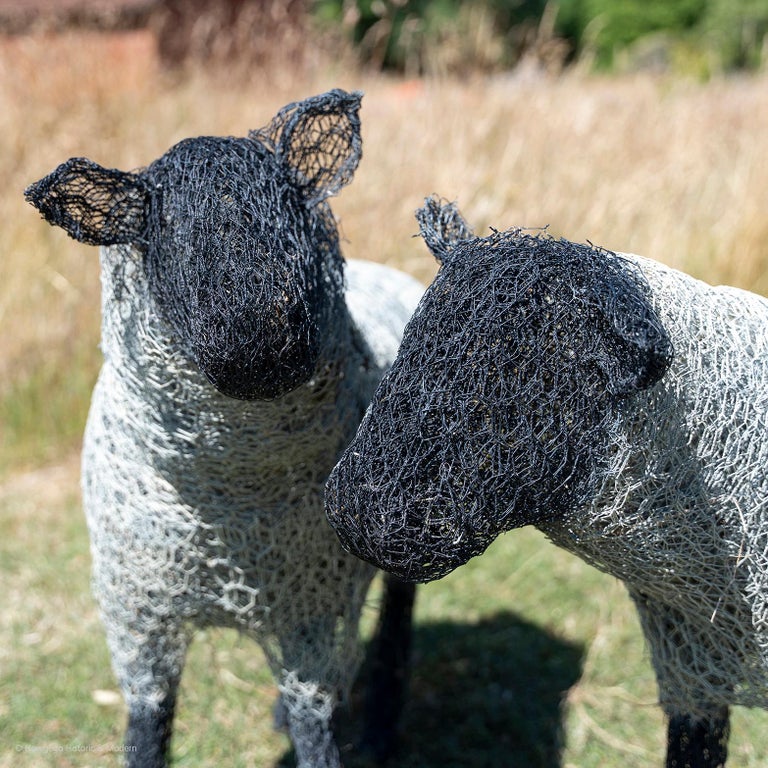 Sculpture, statue, garden, wirework, sheep, life-size, folk art, animal, unique For Sale at 1stDibs