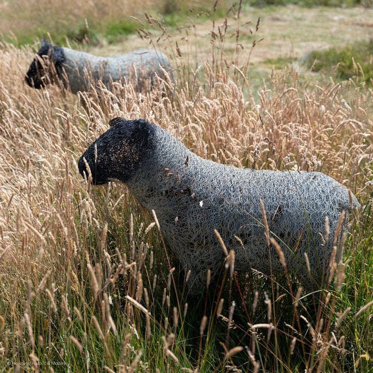 Sculpture, statue, garden, wirework, sheep, life-size, folk art, animal ...