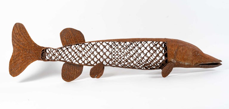 Sculpture "the Pike", Oxidized Metal, circa 1980 For Sale at 1stDibs