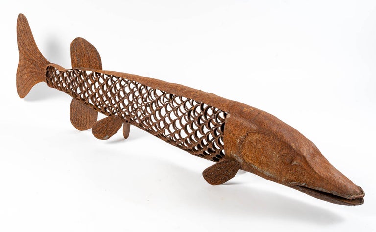 Sculpture "the Pike", Oxidized Metal, circa 1980 For Sale at 1stDibs