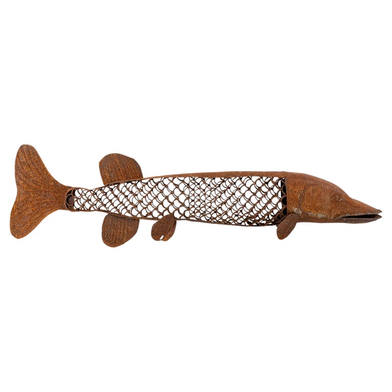 Sculpture "the Pike", Oxidized Metal, circa 1980 For Sale at 1stDibs