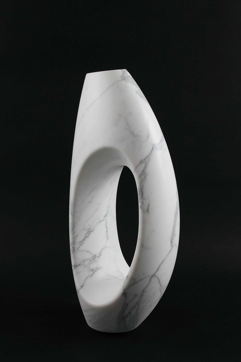 Vase Vessel Decorative Sculpture Sail Shape White Statuary Marble Hand ...