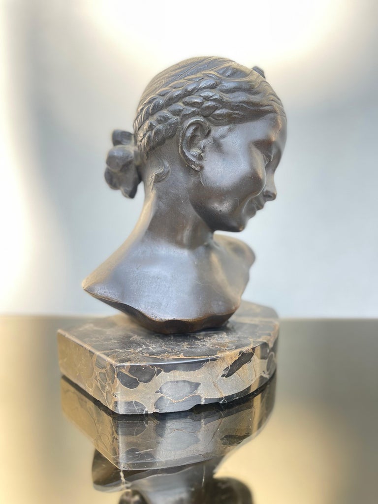 Scultura Bronzo, Raffigurazione Fanciulla, Basamento Marmo Nero, Art ...