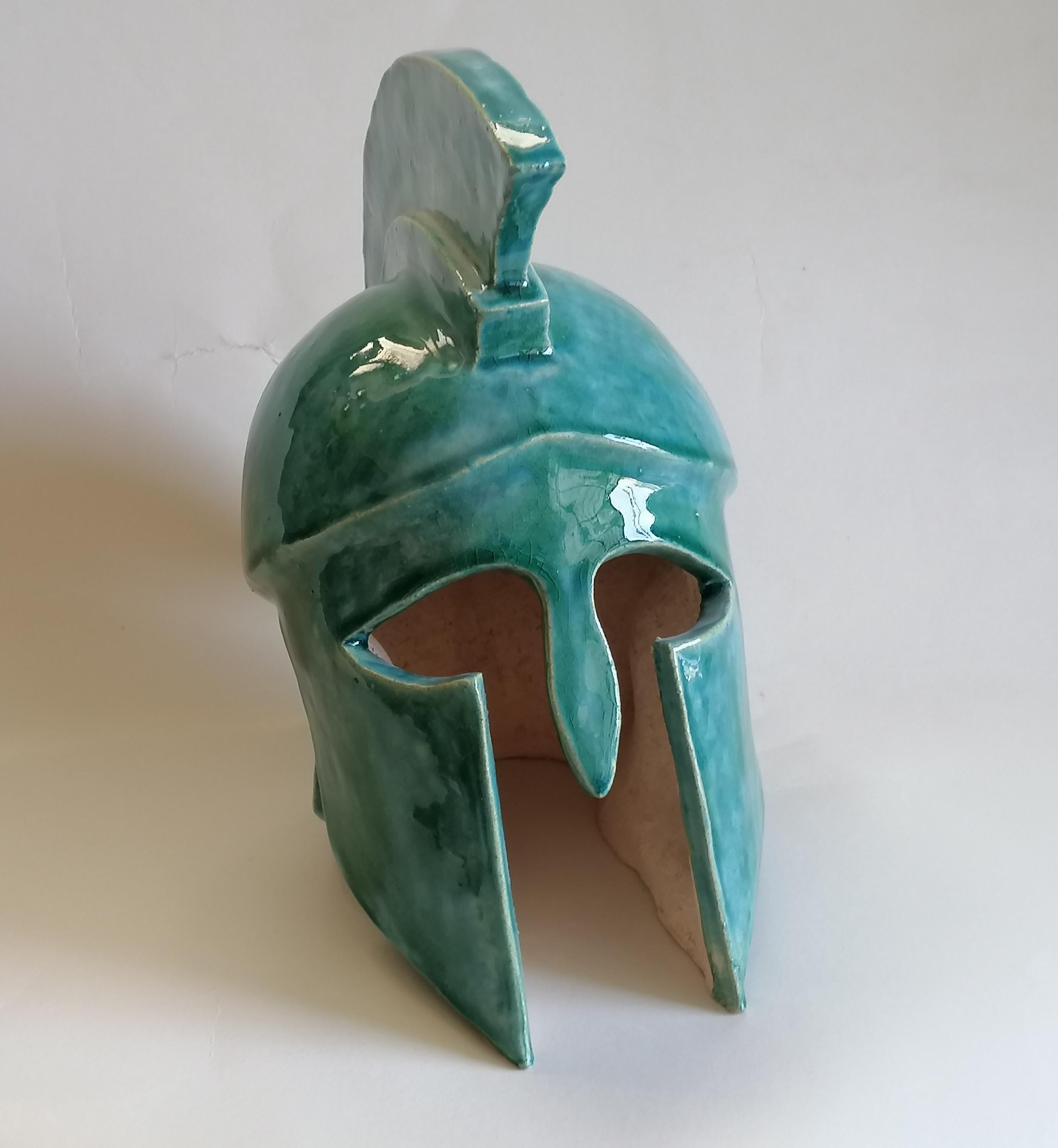 Greek Corinthian helmet sculpture handmade on ceramic -made in Italy ...