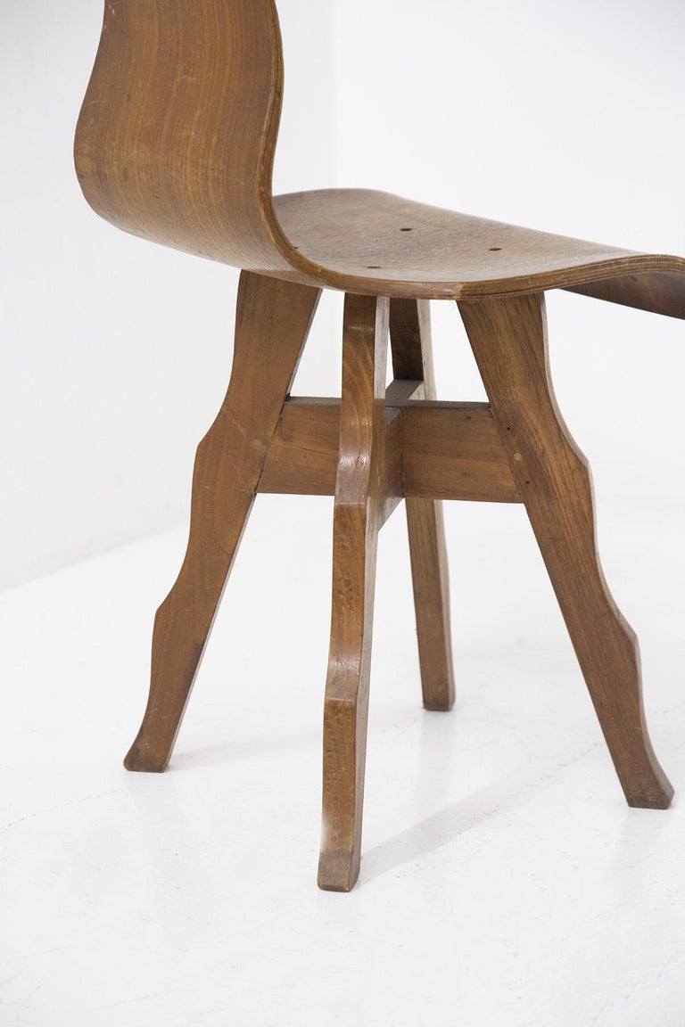 Scuola Torinese Rare Sinuous Chairs in Wood For Sale at 1stDibs