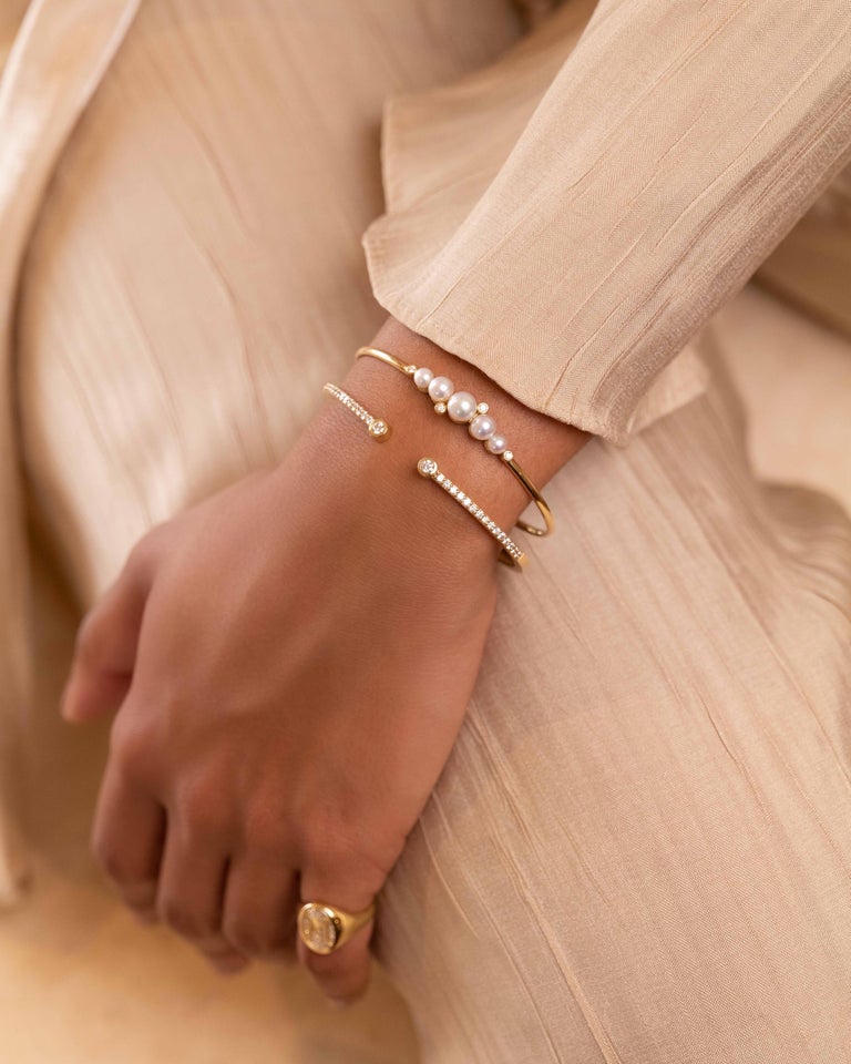 Sea Foam Cuff with Pearls and Diamonds, by Michelle Massoura For Sale ...