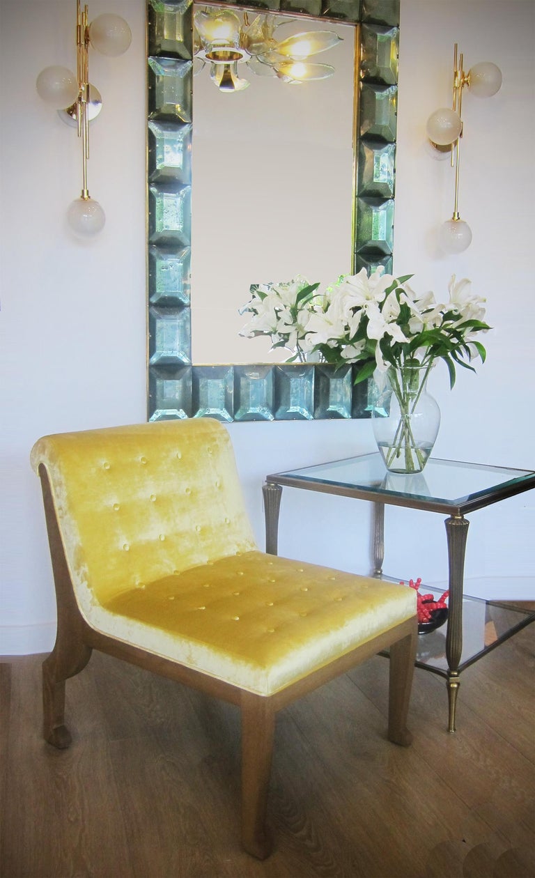 Contemporary Sea Green Diamond Murano Glass Blocks Mirror, In Stock For ...